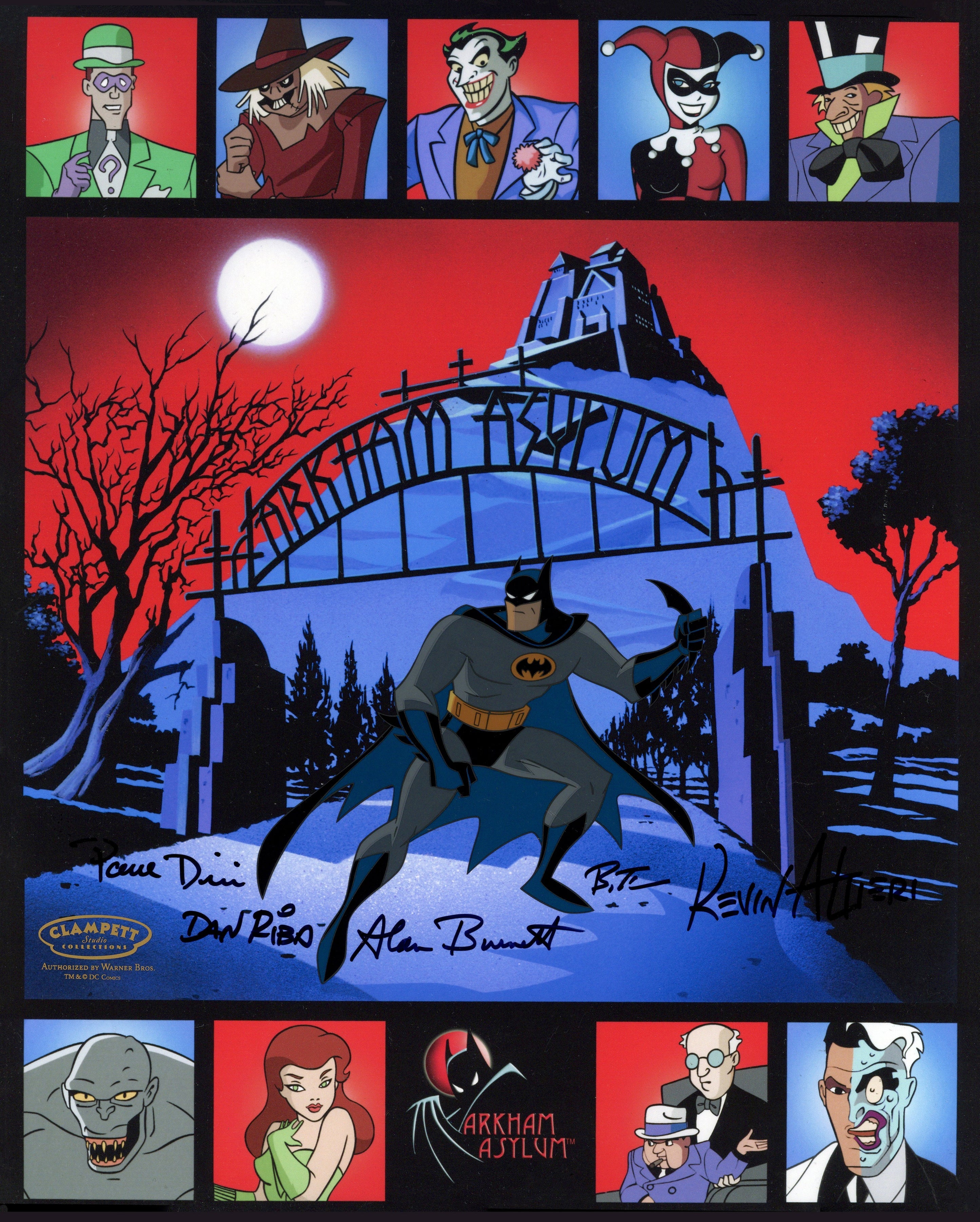 Arkham Asylum Batman The Animated Series Signed by Bruce Timm, Dini, A ...
