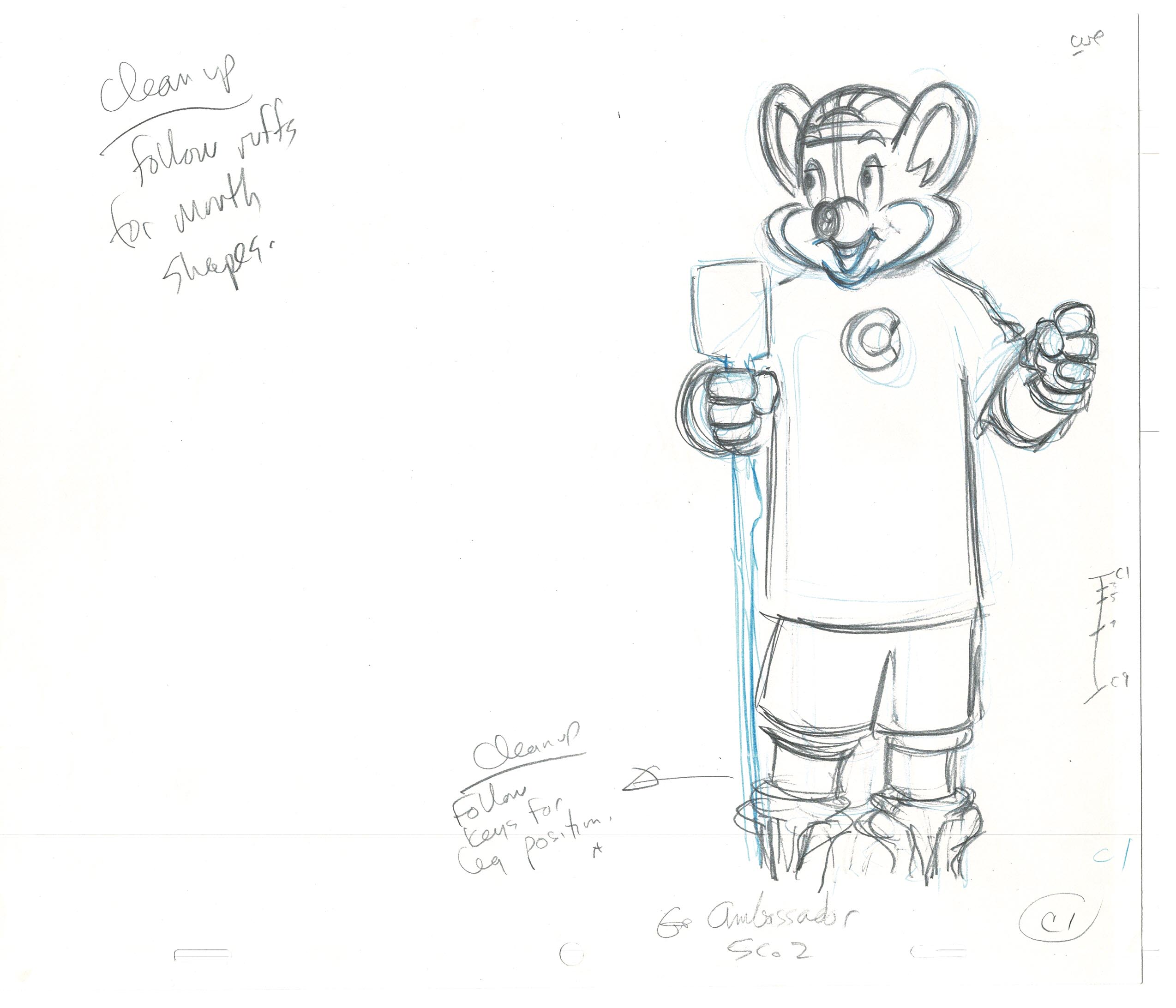 Chuck E Cheese Pizza Commercial Production Animation Cel Drawing 2005 ...