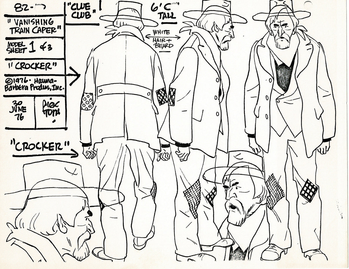 Clue Club 1976 Alex Toth Production Model Sheet Copy Lot of 37 Pages f ...