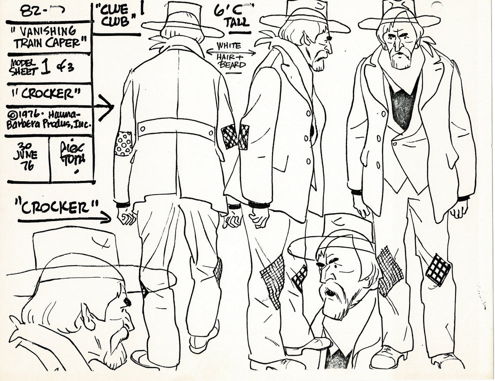 Clue Club 1976 Alex Toth Production Model Sheet Copy Lot of 37 Pages f ...