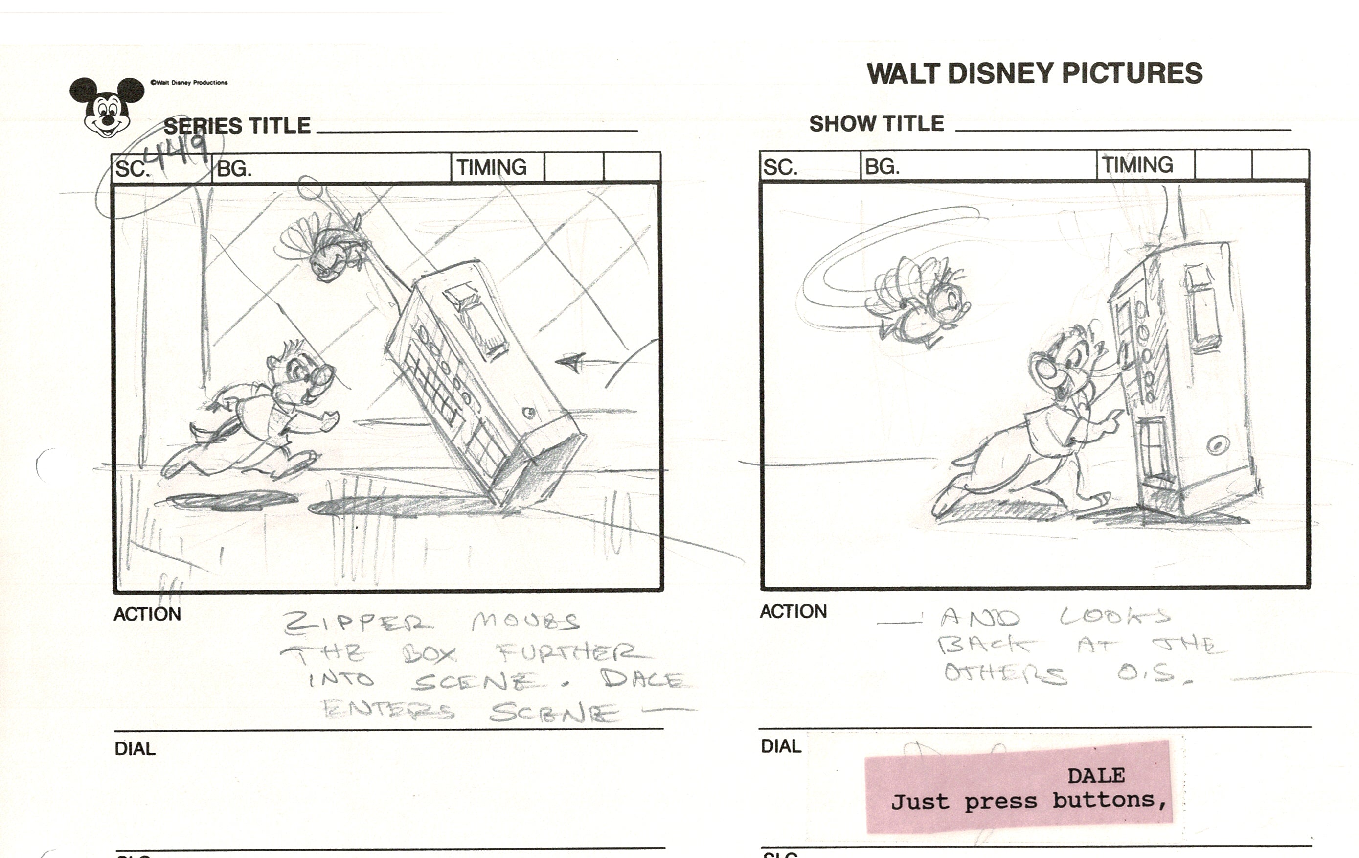 Chip n Dale Rescue Rangers Original Production Animation Storyboard Wa ...