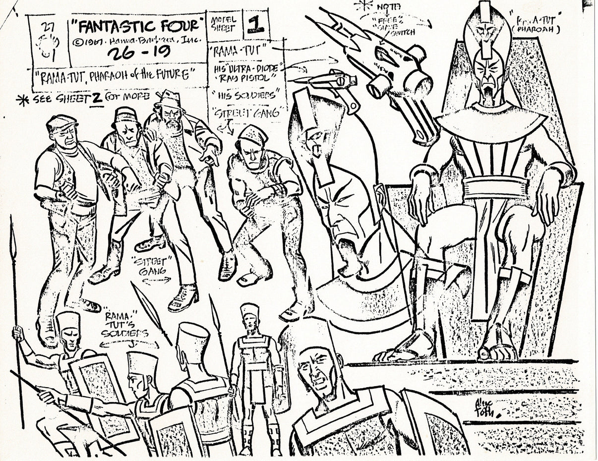 Fantastic Four 1967 Alex Toth Production Model Sheet Copy Lot of 8 Pag ...