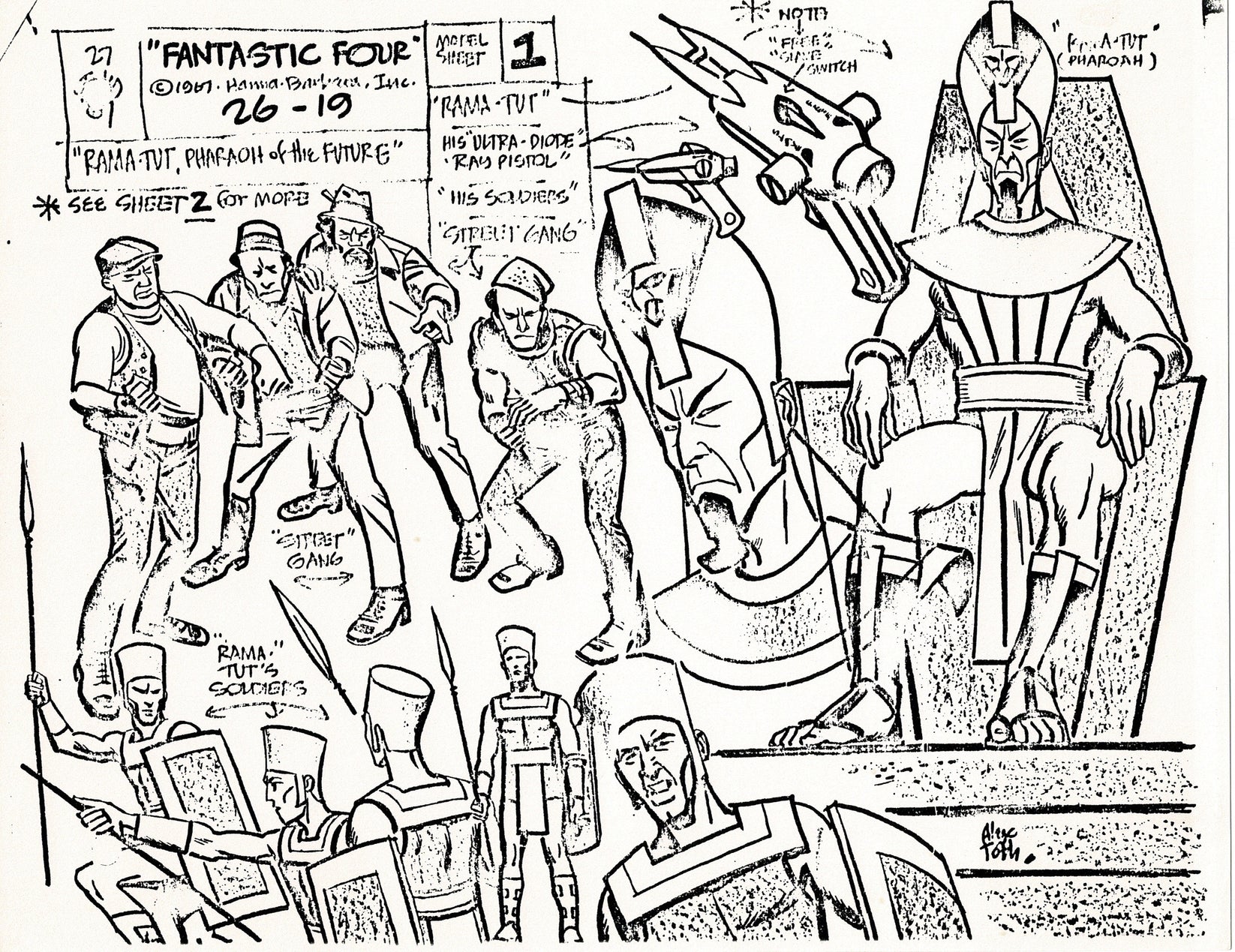 Fantastic Four 1967 Alex Toth Production Model Sheet Copy Lot of 8 Pag ...