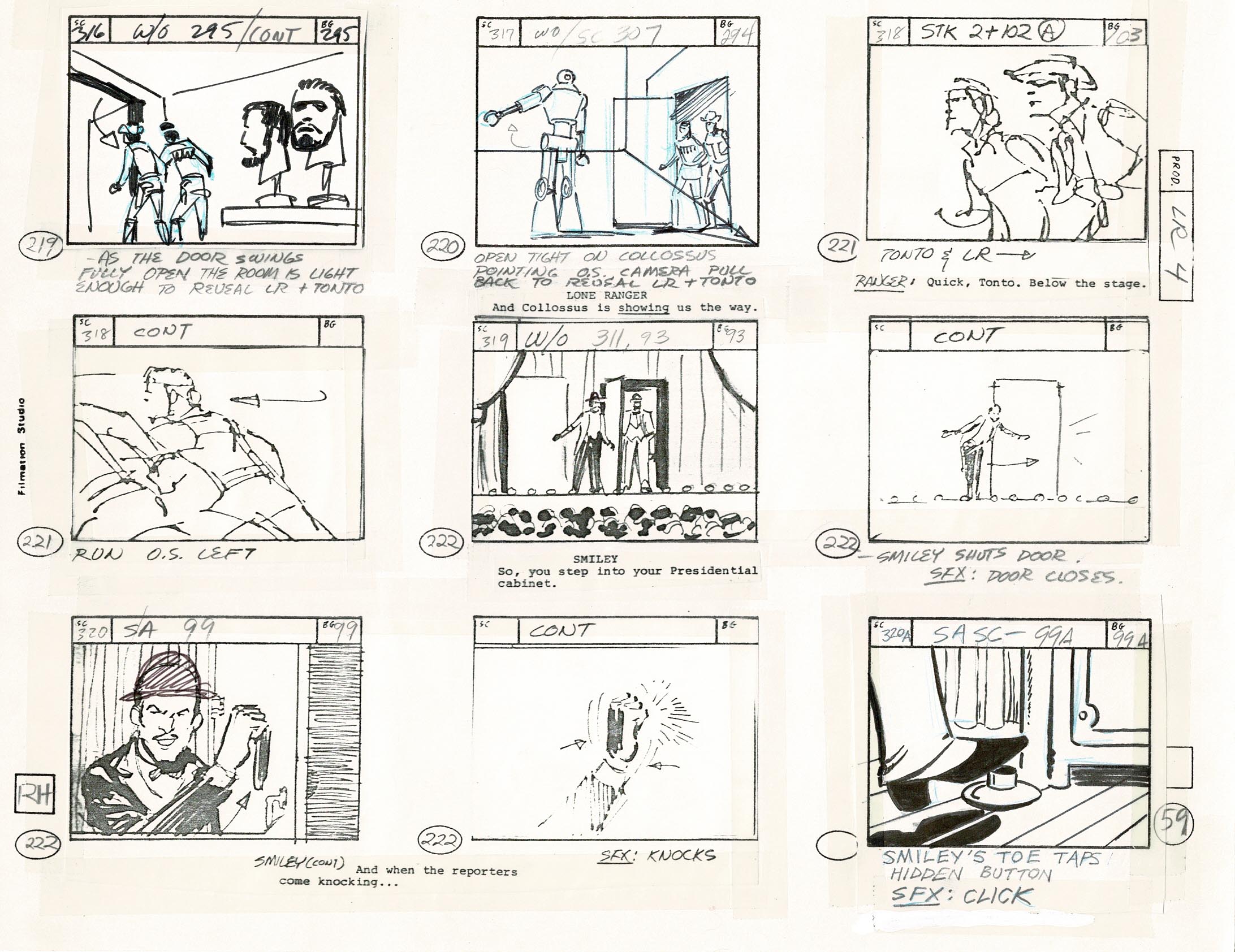 Lone Ranger Western Storyboard Animation Animation Page from Filmation ...