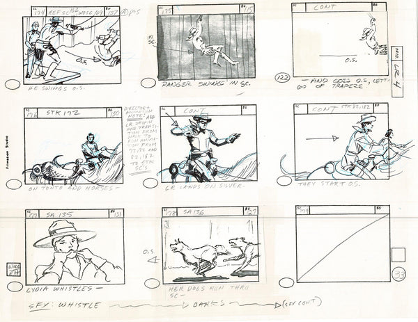 Lone Ranger Western Storyboard Animation Animation Page from Filmation ...