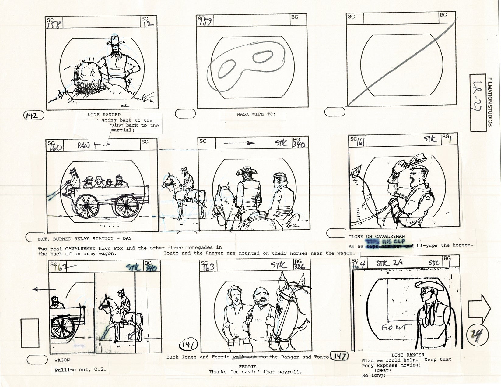 The Lone Ranger 1981 Production Animation Storyboard Page from Filmati ...