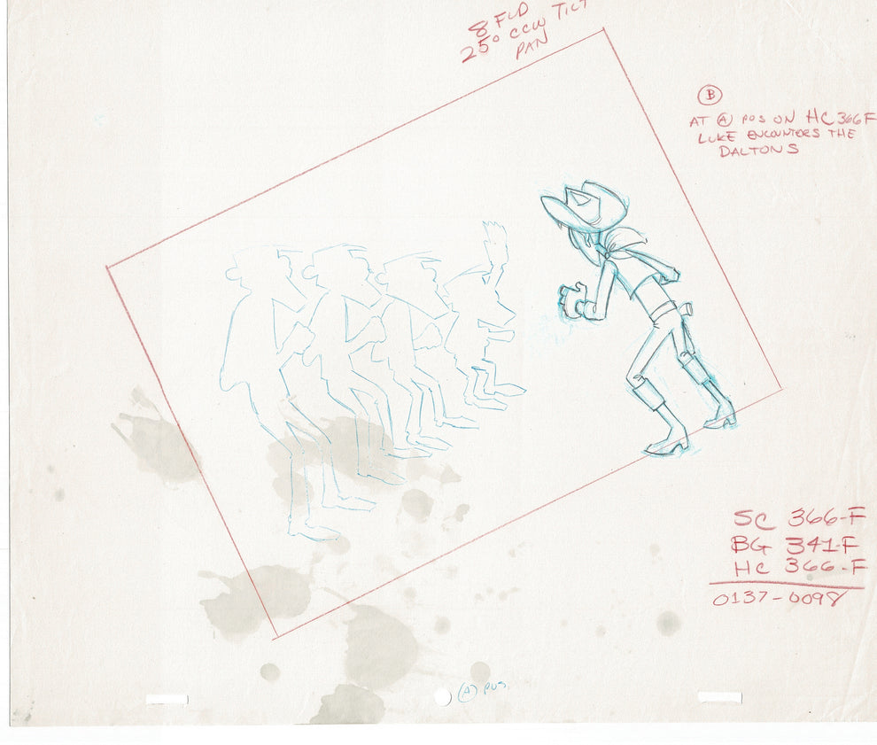 Lucky Luke Original Production Animation Cel Drawing from Hanna-Barber ...