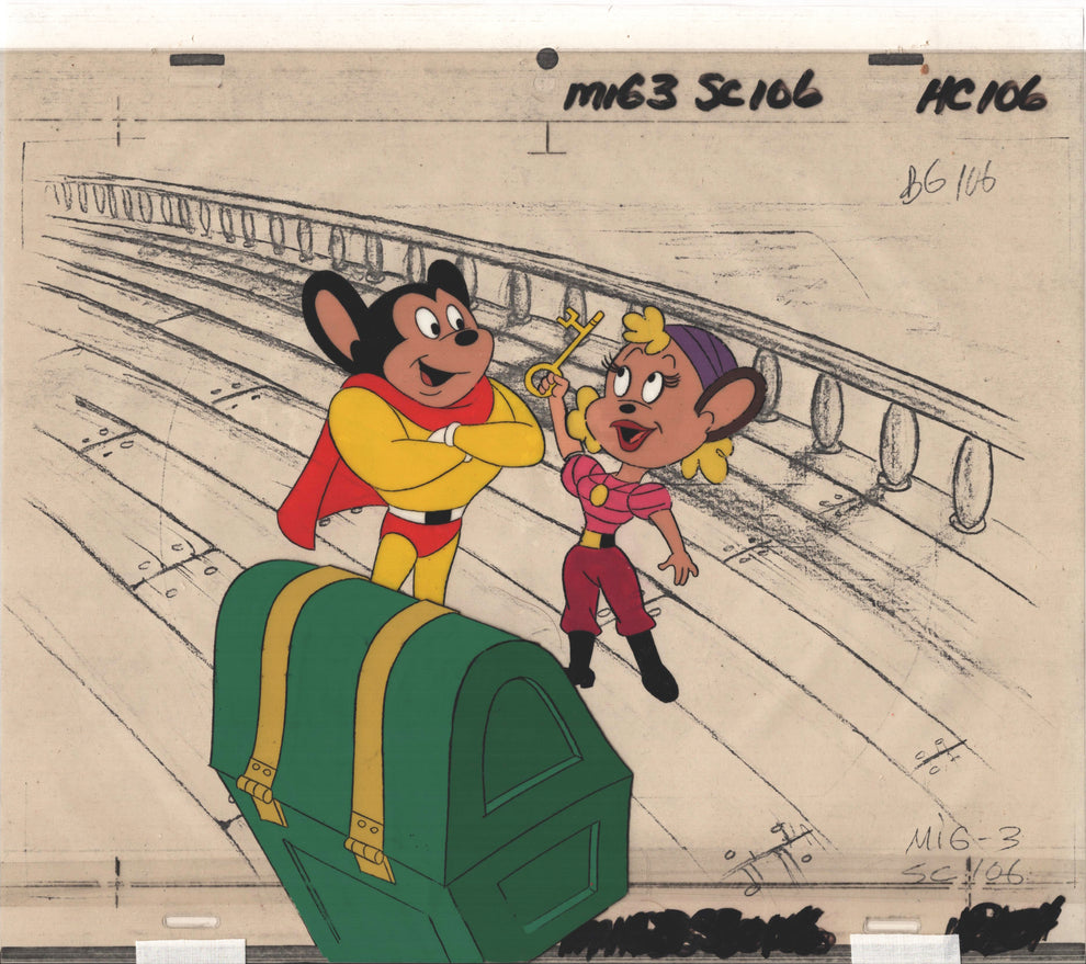 Mighty Mouse Cartoon Production Animation Cel(s) Prop Filmation Anime ...