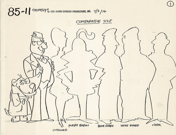 Mumbly Cartoon Show 1976-7 Model Sheet Copy lot of 12 Pages Hanna Barb ...