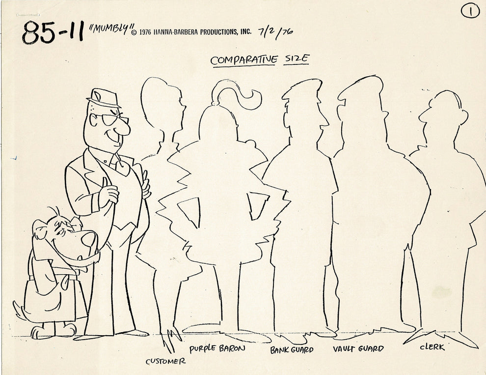 Mumbly Cartoon Show 1976-7 Model Sheet Copy lot of 12 Pages Hanna Barb ...