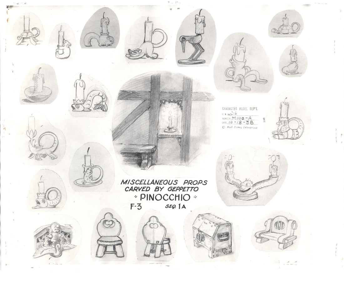 Pinocchio Walt Disney Litho Production Animation Model Sheet 1930s Car ...