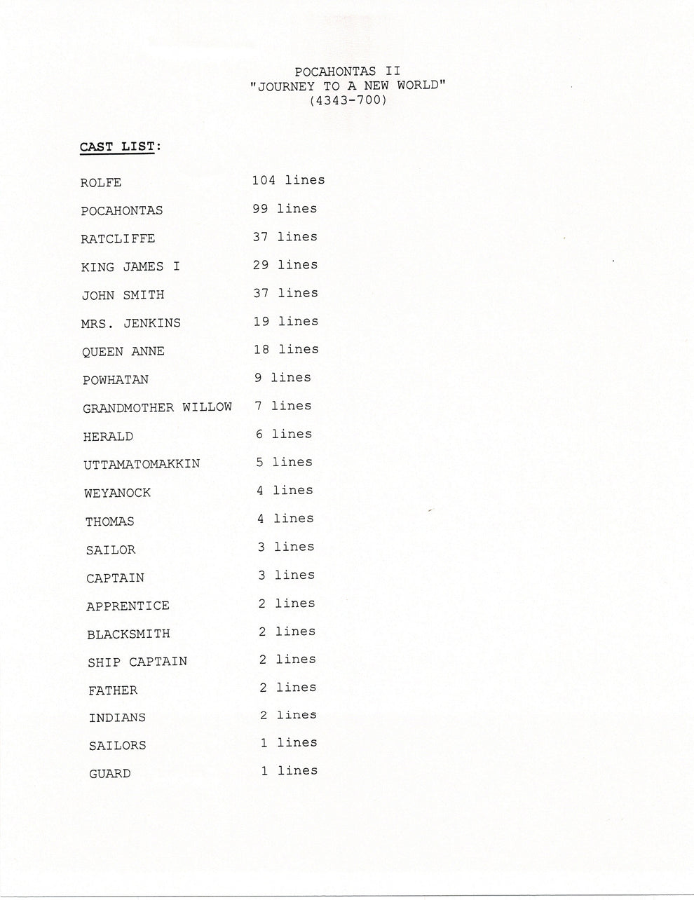 Pocahontas 2 Walt Disney Production Script Copy With Drawings 1996 Wen ...