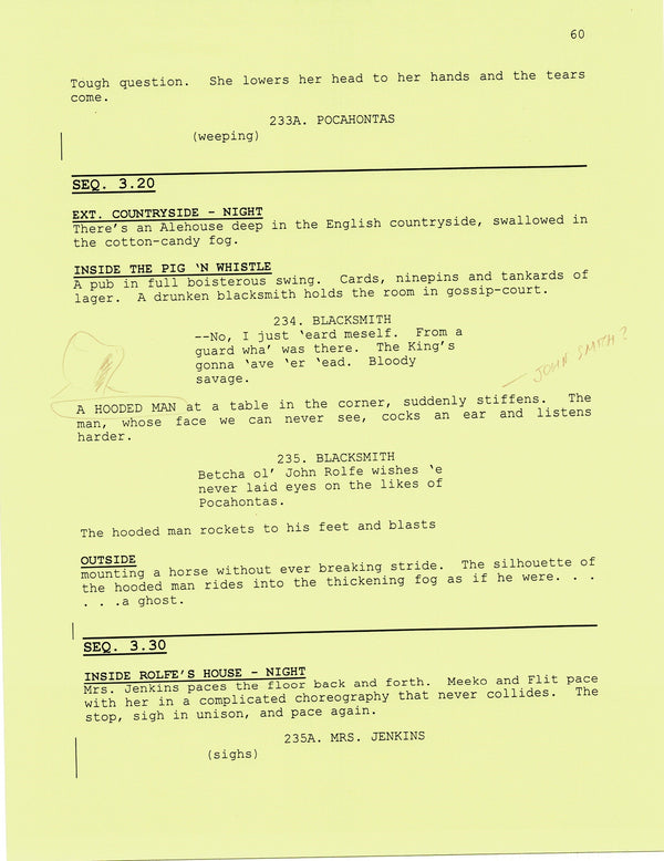 Pocahontas 2 Walt Disney Production Script Copy With Drawings 1996 Wen ...