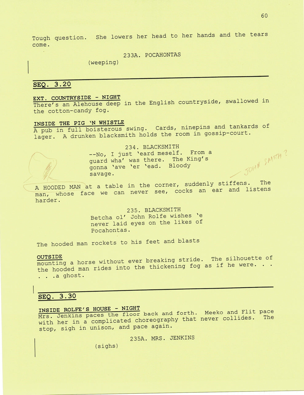 Pocahontas 2 Walt Disney Production Script Copy With Drawings 1996 Wen ...