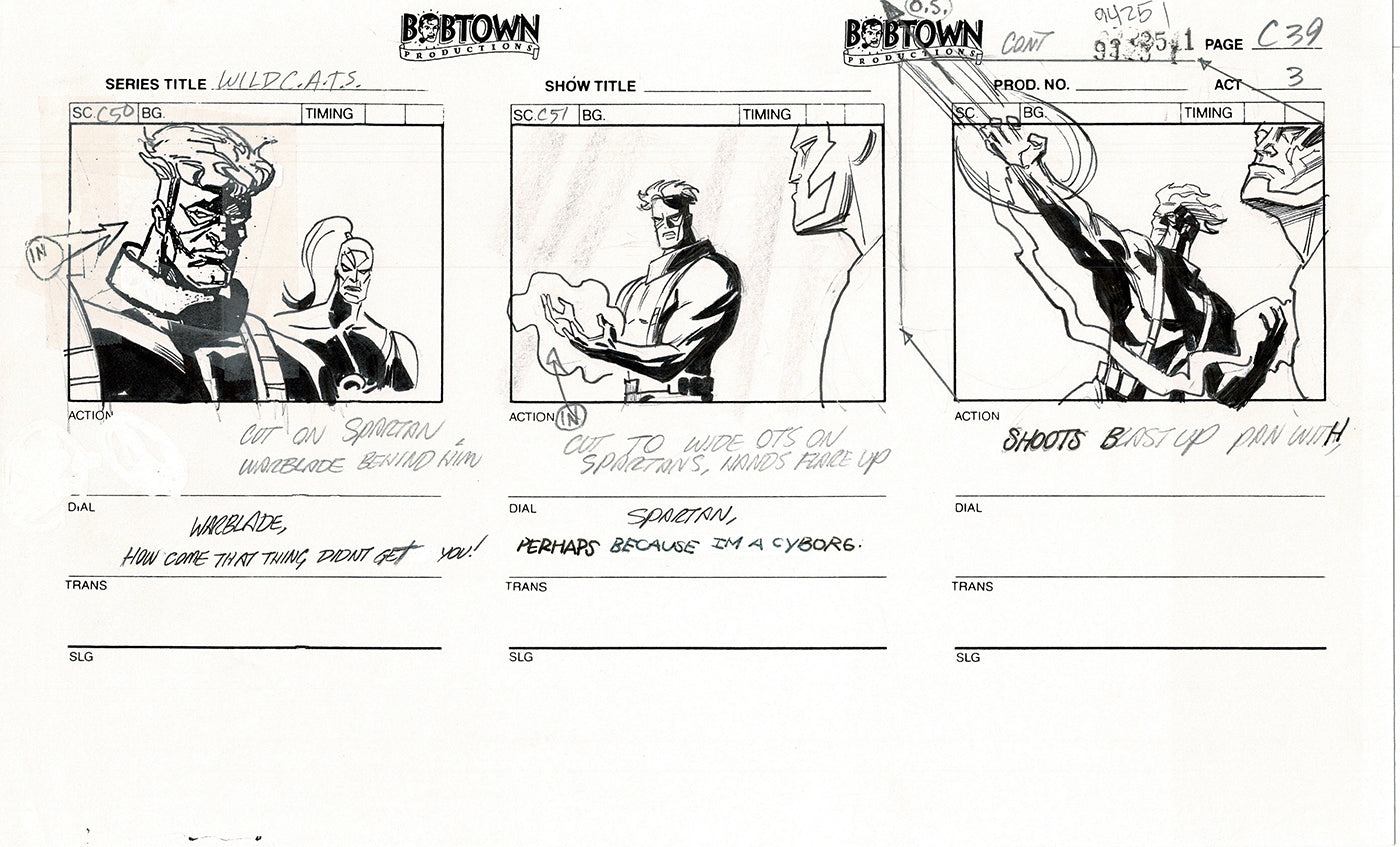 Jim Lee Wildc.a.t.s. Wildcats Lot of 3 Production Animation Storyboard ...
