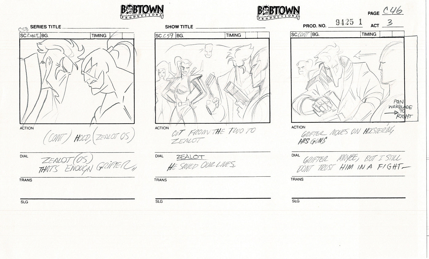 Jim Lee Wildc.a.t.s. Wildcats Lot of 3 Production Animation Storyboard ...