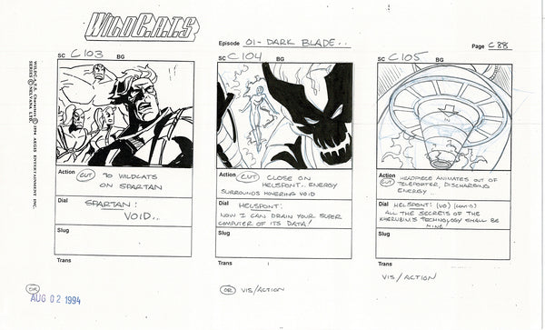 Jim Lee Wildc.a.t.s. Wildcats Lot of 3 Production Animation Storyboard – Charles Scott Gallery