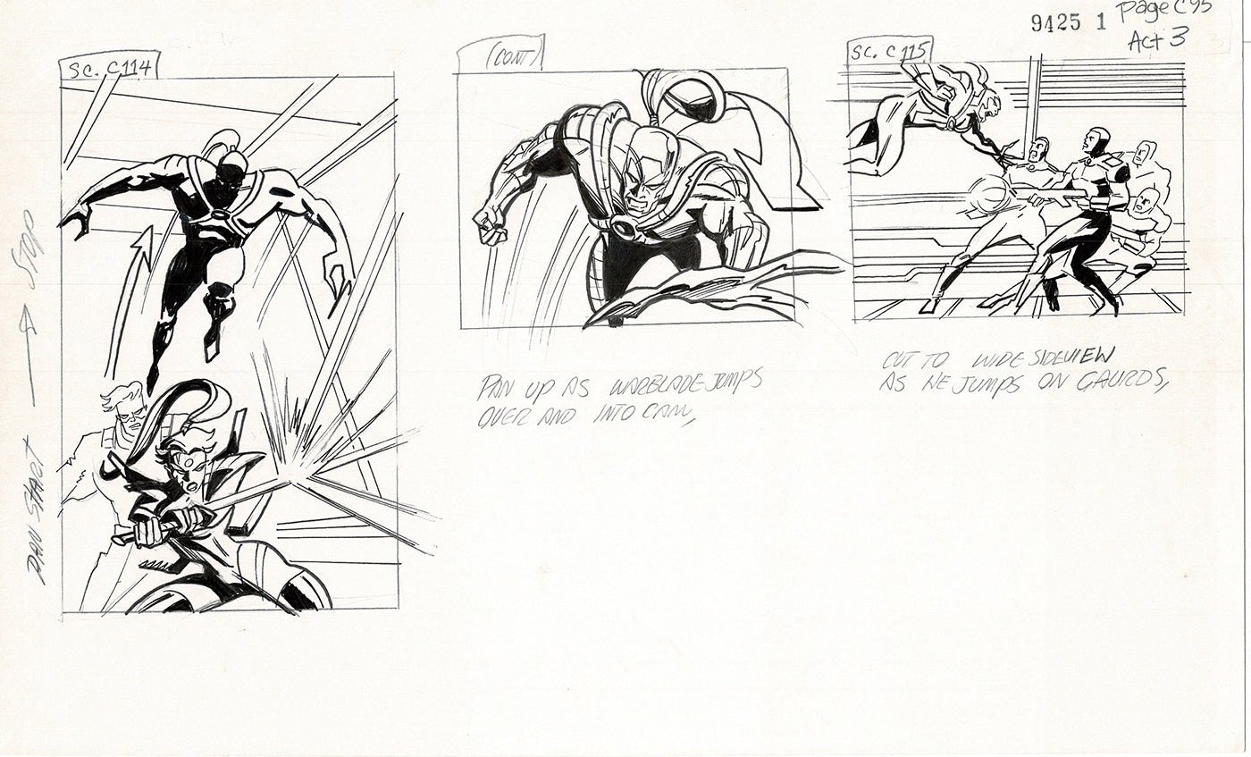 Jim Lee Wildc.a.t.s. Wildcats Lot of 3 Production Animation Storyboard – Charles Scott Gallery