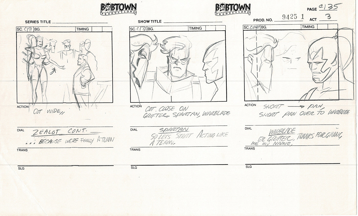 Jim Lee Wildc.a.t.s. Wildcats Lot of 3 Production Animation Storyboard ...