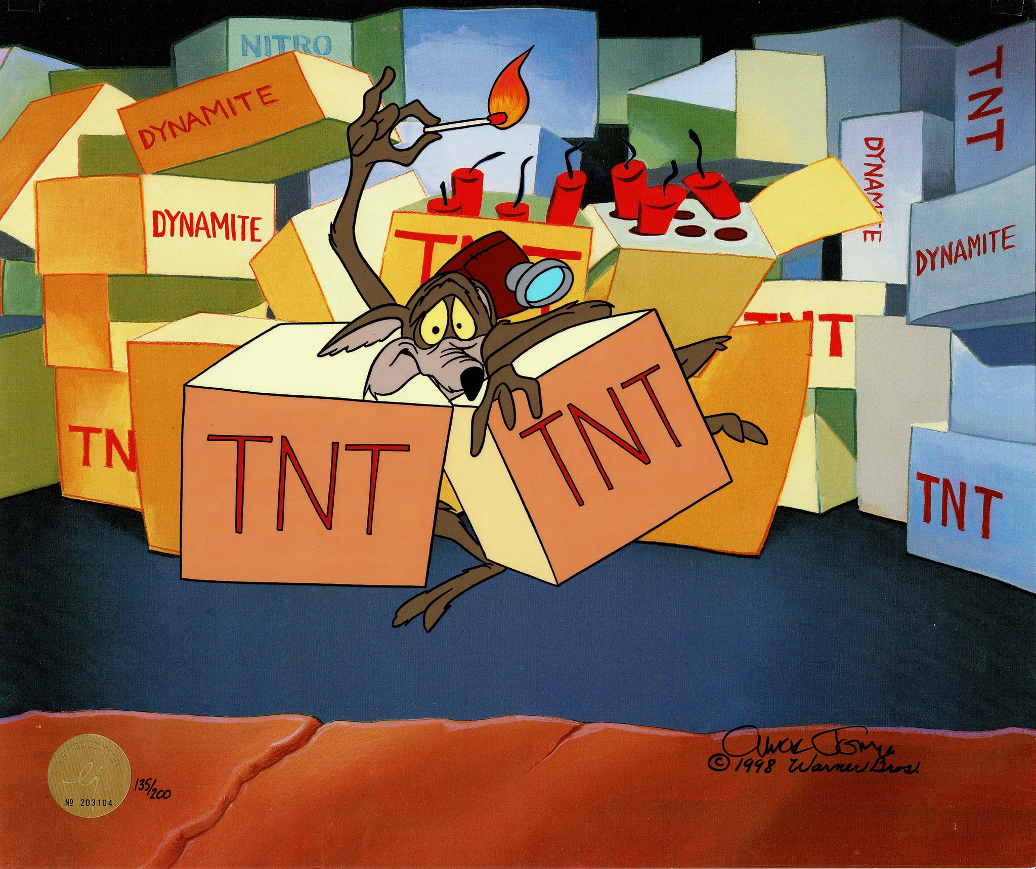 Chuck Jones SIGNED Wile E Coyote Limited Edition Cel 135 out of 200 fr ...