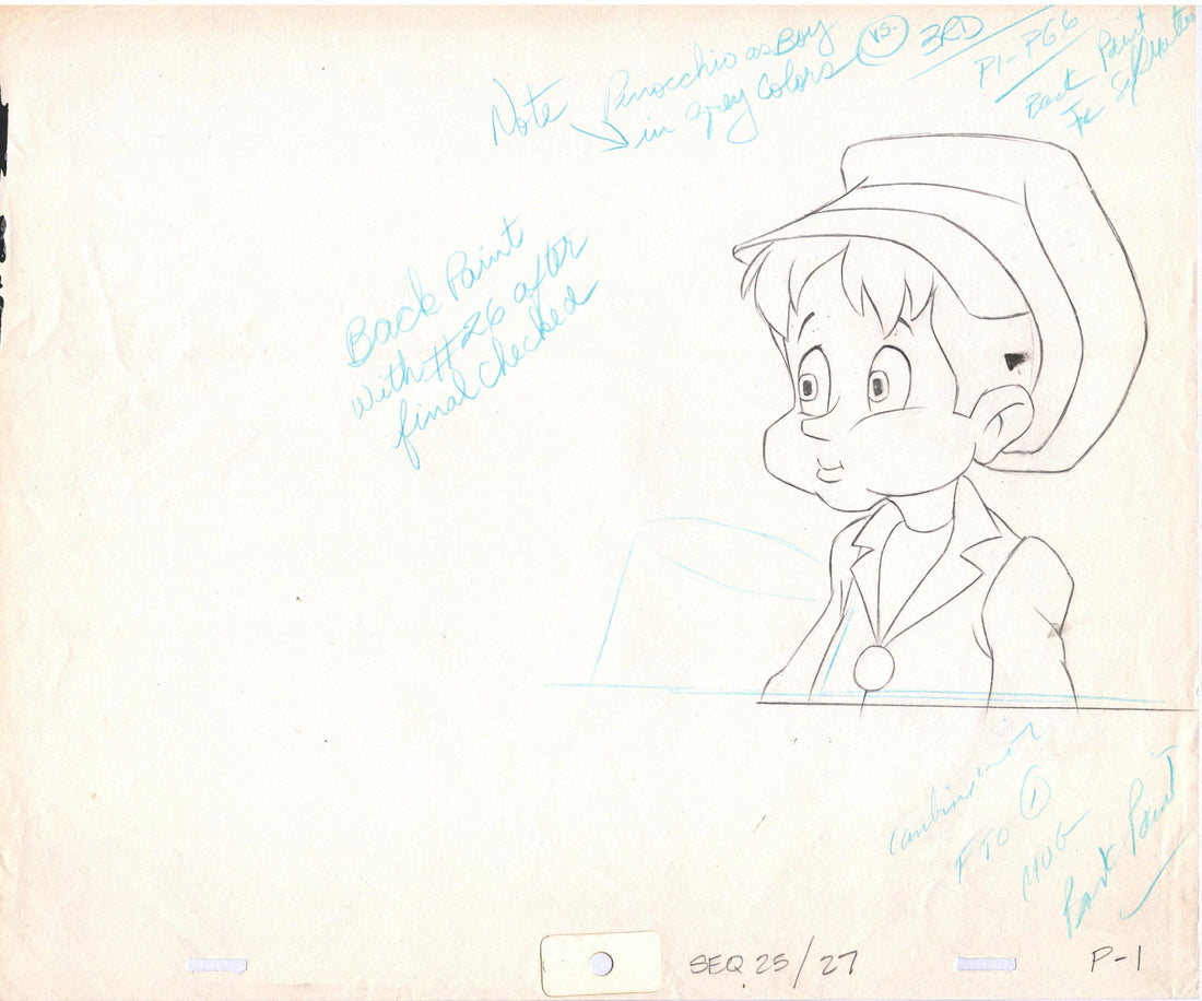 Pinocchio and the Emperor of the Night production animation cel and dr ...