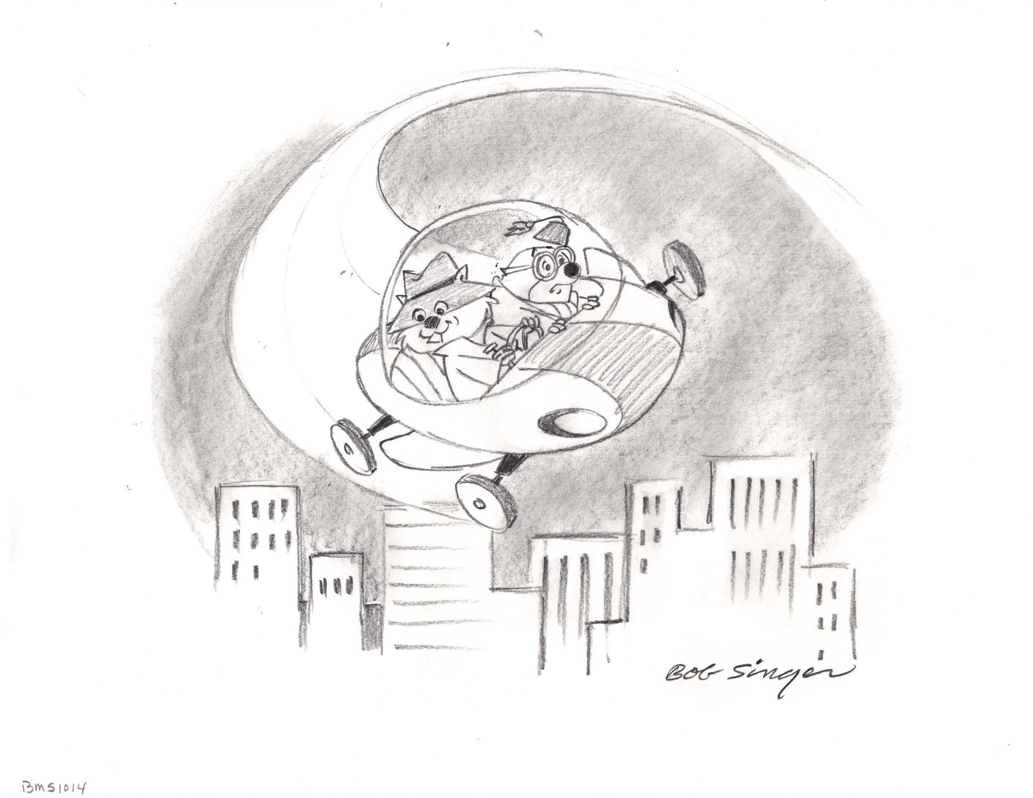 Secret Squirrel Pencil Scene Drawing Signed by Bob Singer Based on the ...