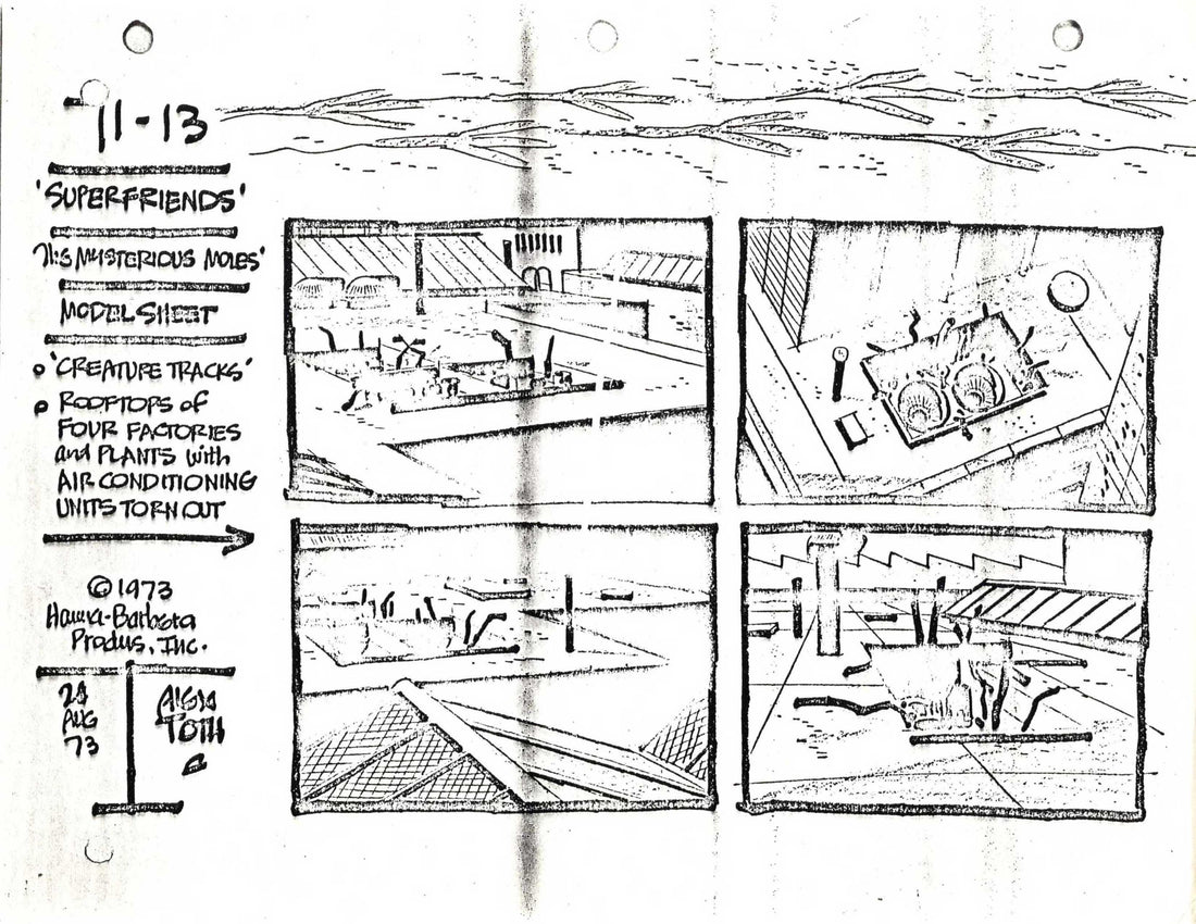 Alex Toth Superfriends 1973 Model Sheet Copy from Hanna Barbera Moles ...