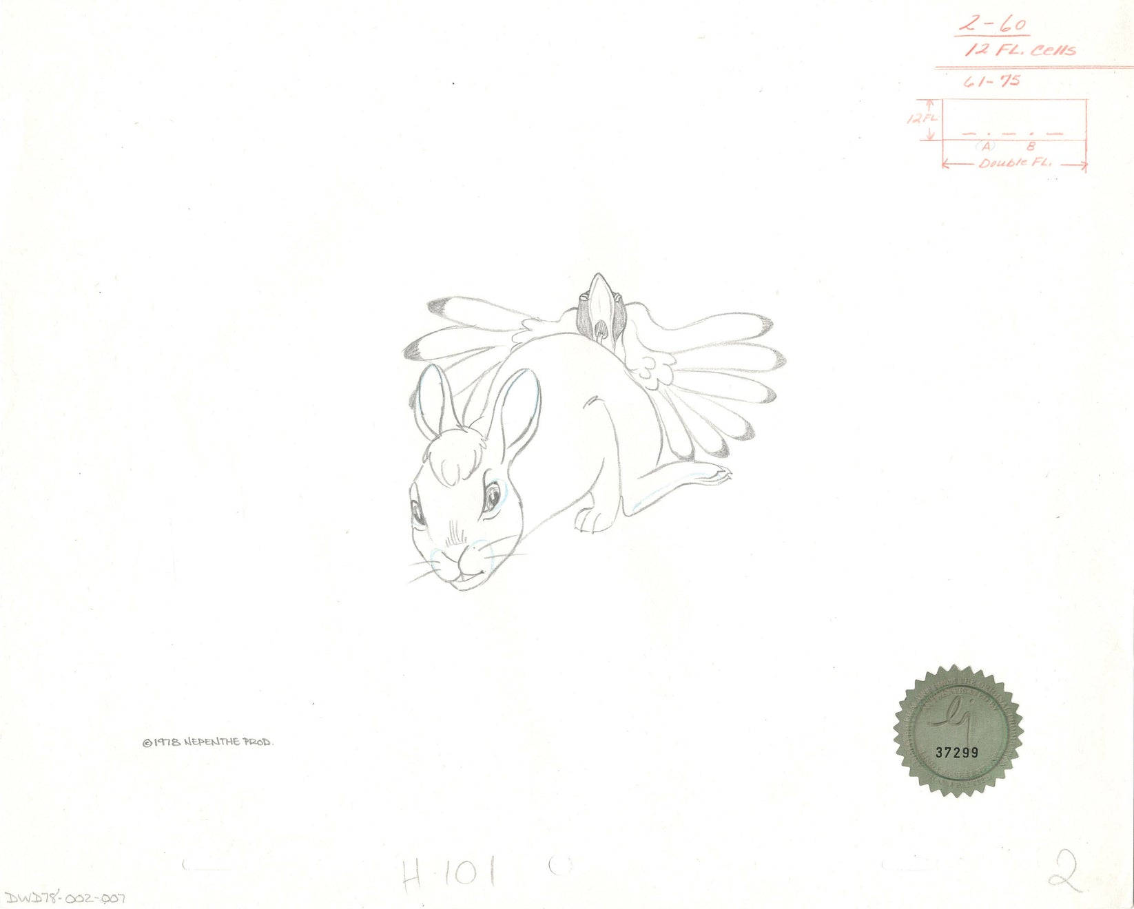 Watership Down 1978 Production Animation Cel Drawing of Bigwig and Keh ...