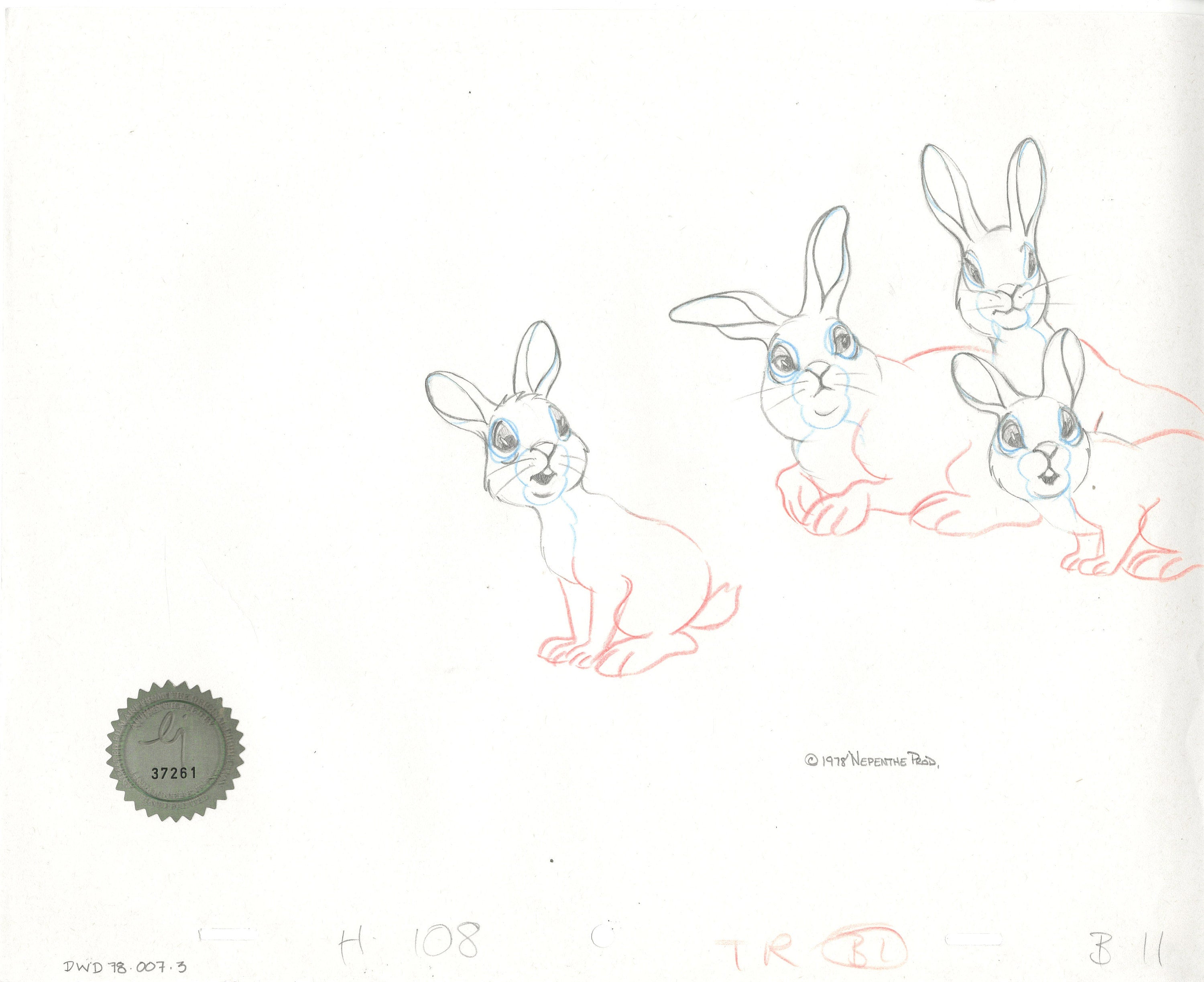 Watership Down Production Animation Art with Fiver and Hazel and Bigwig ...