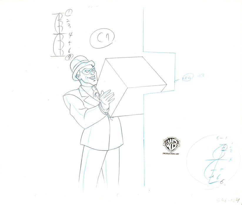 Batman the Animated Series BTAS Riddler Production Animation Cel Drawi ...